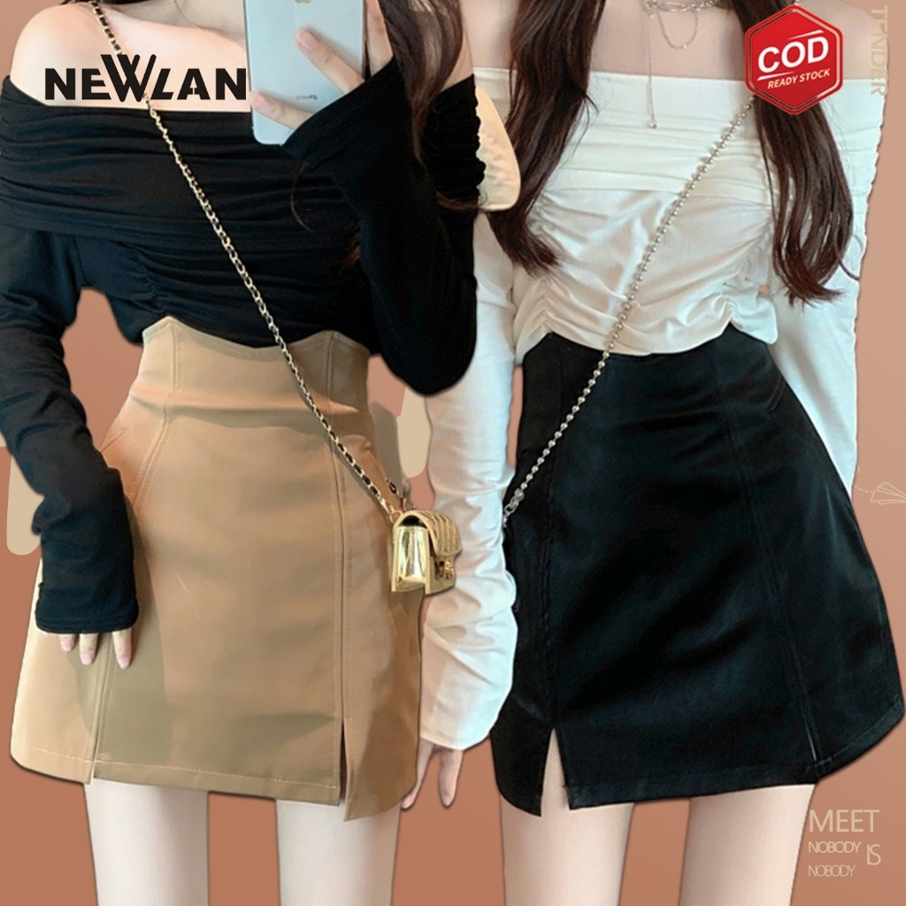 Jual Newlan DQ027 Rok Wanita Mini Fitted Skirt Fashion Korean Style Rok ...