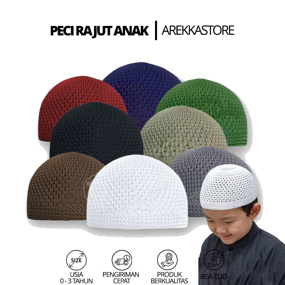 Jual Kopeah Peci Bahan Rajut Untuk Anak Usia 0 - 3 Tahun Polosan ...