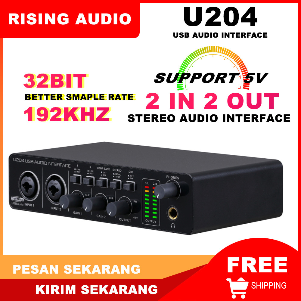 Jual BOMGE U204 USB Audio Interface for PC Computer Recording Music, 2x2 Guitar Audio Interface ...