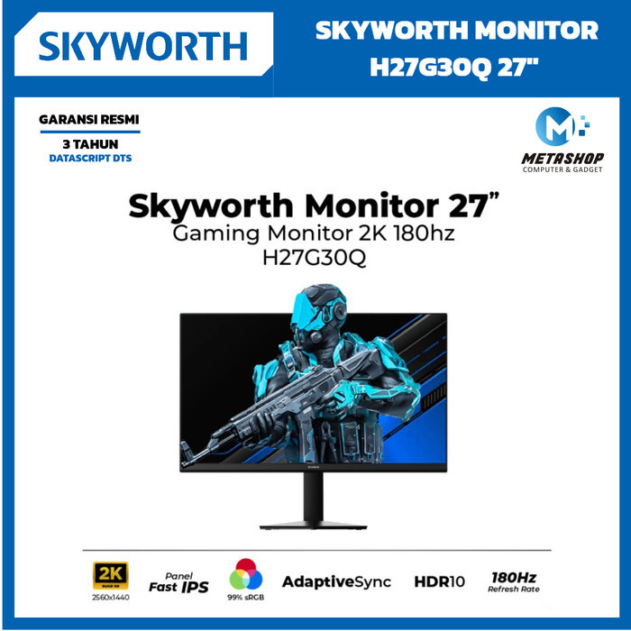 Jual Skyworth Monitor 27 Inch 2K 180HZ H27G30Q 1440p 2K QHD 5ms HDMI 2. ...