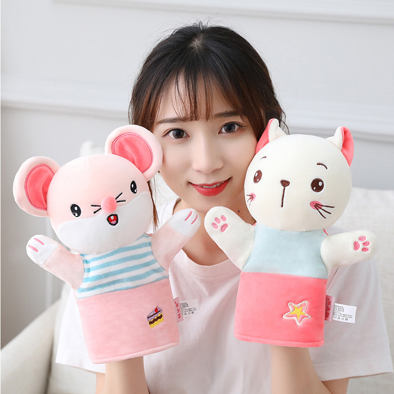 Jual Cartoon Hand Puppet Cute Tease Baby Child Zoo Plush Animal Hand ...