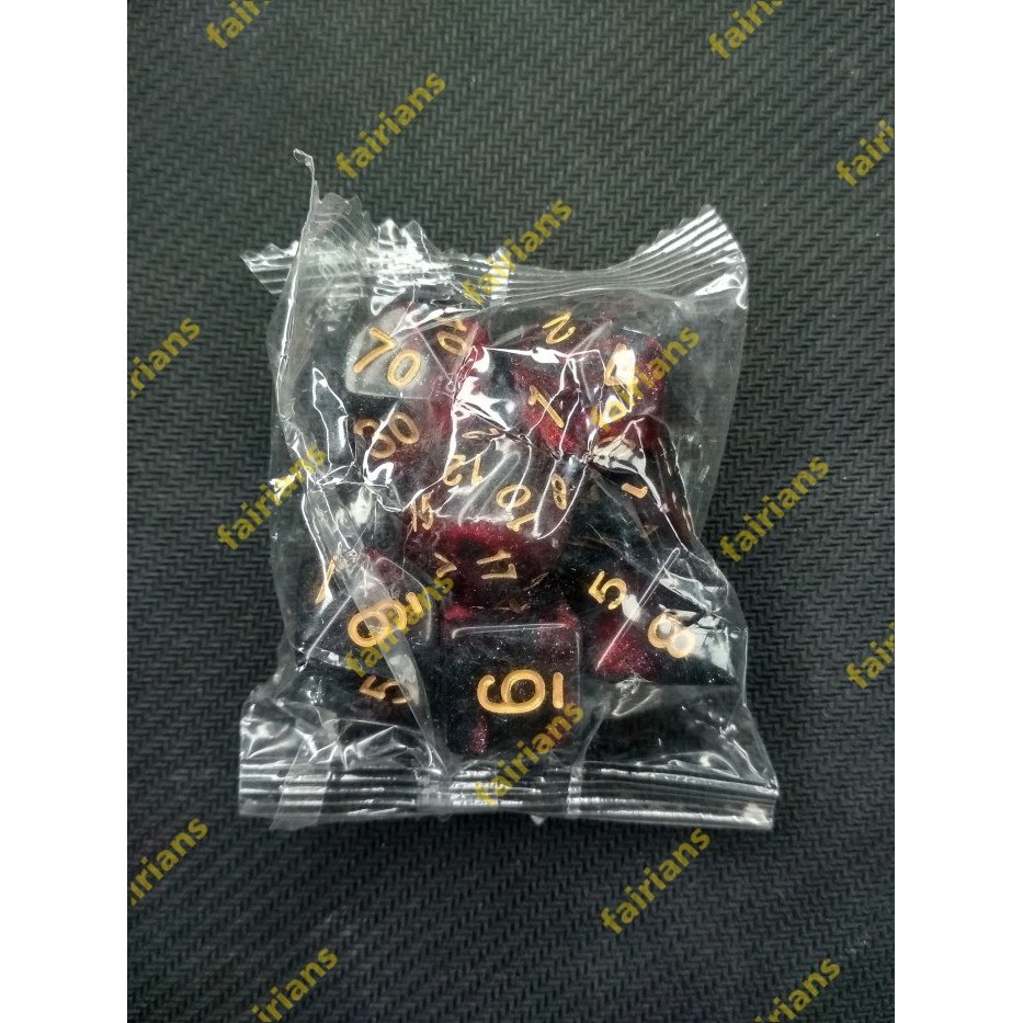 Jual Dadu/Dice DND Polyhedral set isi 7 (Starry Red and Black) | Shopee ...