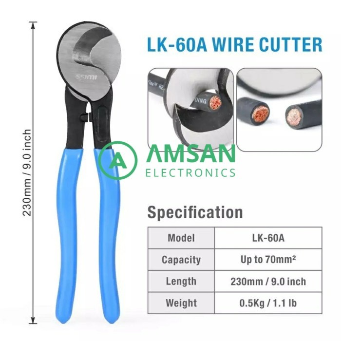 Jual IWISS LK 60A Gunting Tang Potong Kabel 70mm Wire Cutting 10" 10 ...
