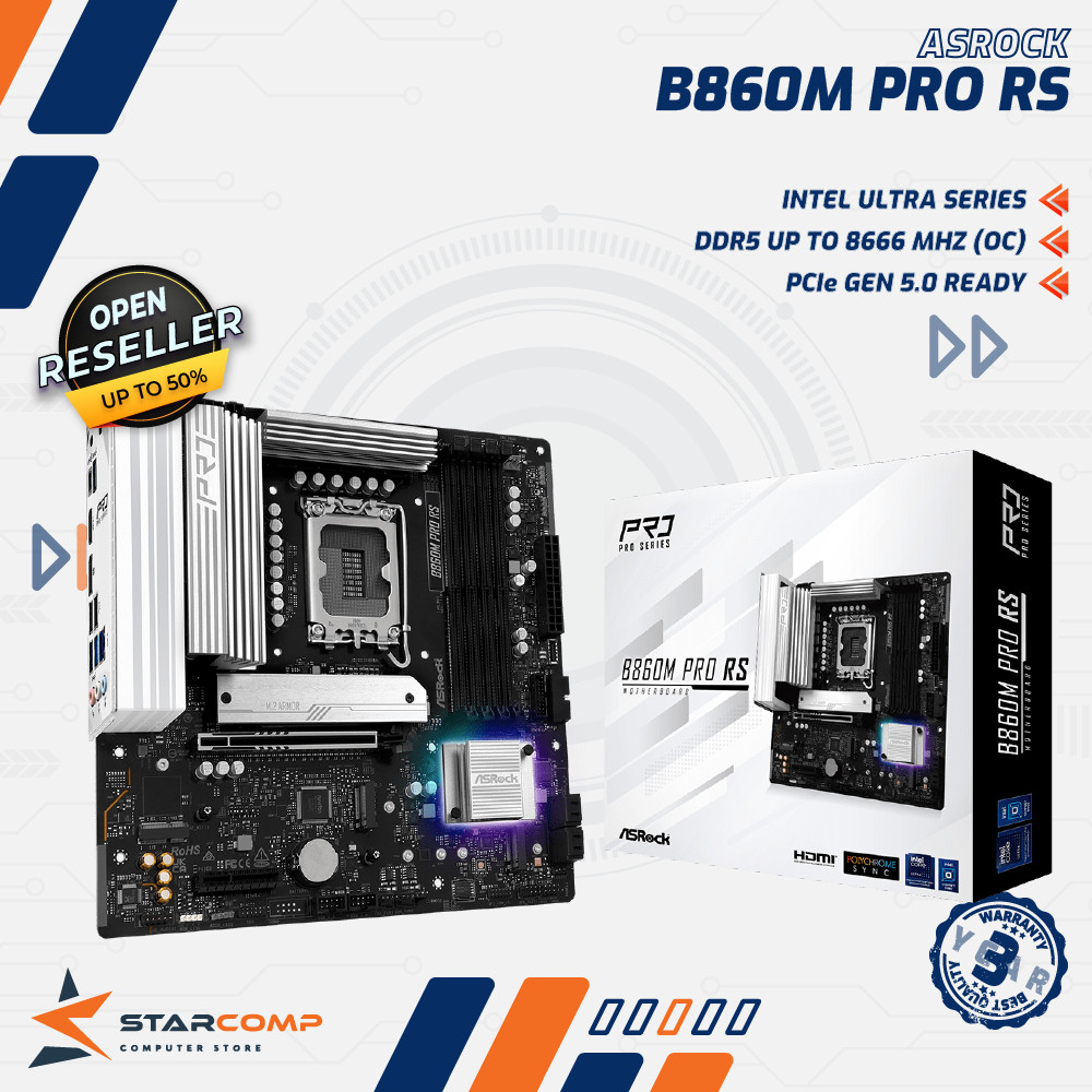 Jual Motherboard ASROCK B860M PRO RS INTEL LGA1851, B860, DDR5 ...