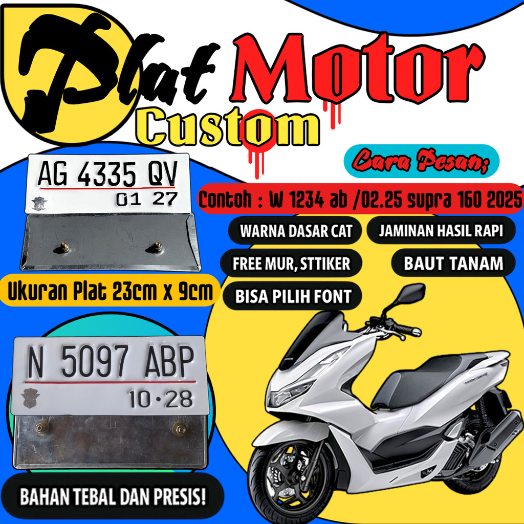 Jual PLAT WARNA PUTIH MOTIF STANDAR SUDAH BAUT TANAM | Shopee Indonesia