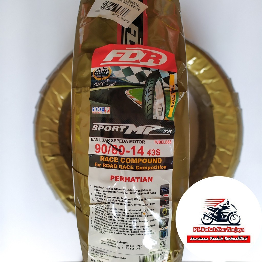 Jual FDR Sport MP 76 MP76 90/80-14 soft compound tubeless BONUS Pentil ...