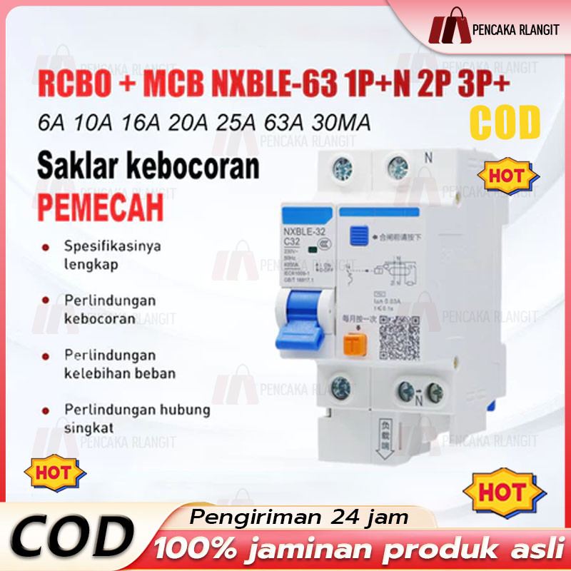 Jual Chint RCBO + MCB NXBLE-63 1P+N 2P 3P+N 6A 10A 16A 20A 25A 32A 40A 50A 63A 6kA 30MA/UORRIS ...
