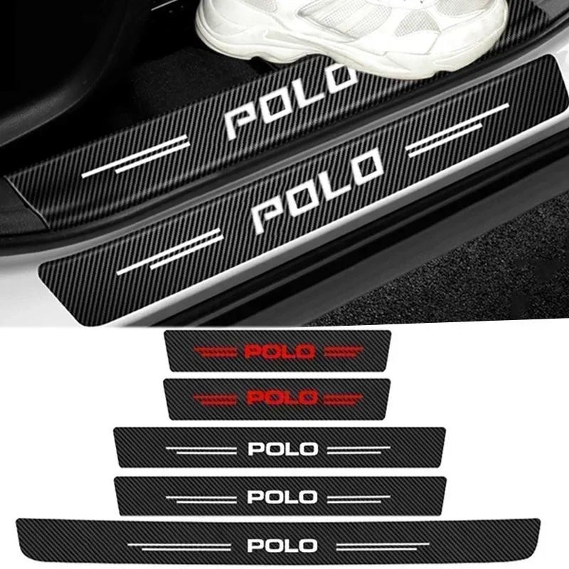 Jual 4/5Pcs Carbon Fiber Sticker For VW Polo Car Doorsill Stickers ...
