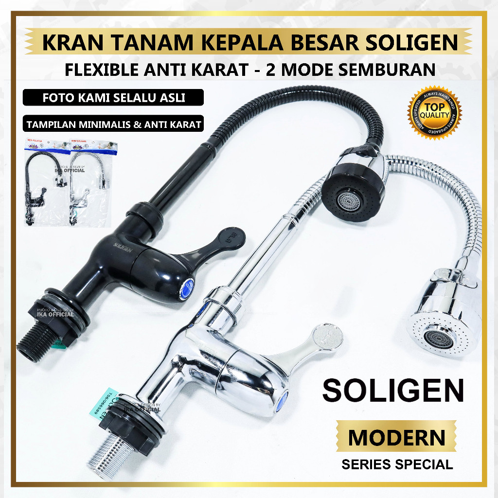 Jual Kran Angsa Fleksibel NEW SOLIGEN PVC Chrome Keran Cuci Piring ...