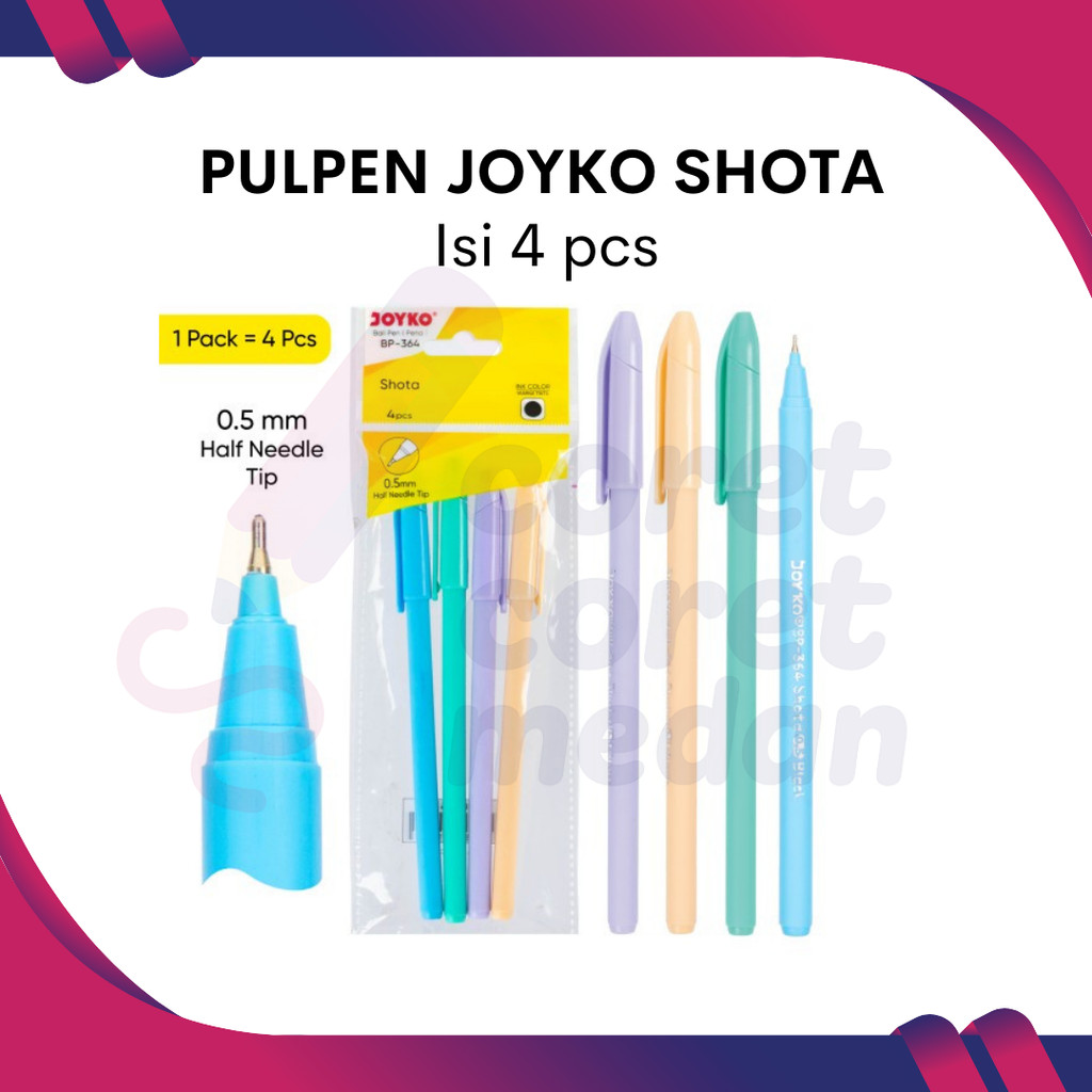 Jual PULPEN JOYKO BP-364 SHOTA 0.5MM PER PACK ISI 4 PCS | Shopee Indonesia