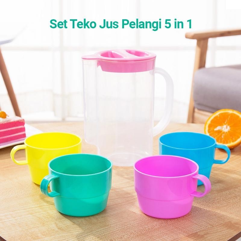 Jual Mehaa Teko Gelas Pelangi Jus Set Penyimpanan Portabel 5-in-1 ...