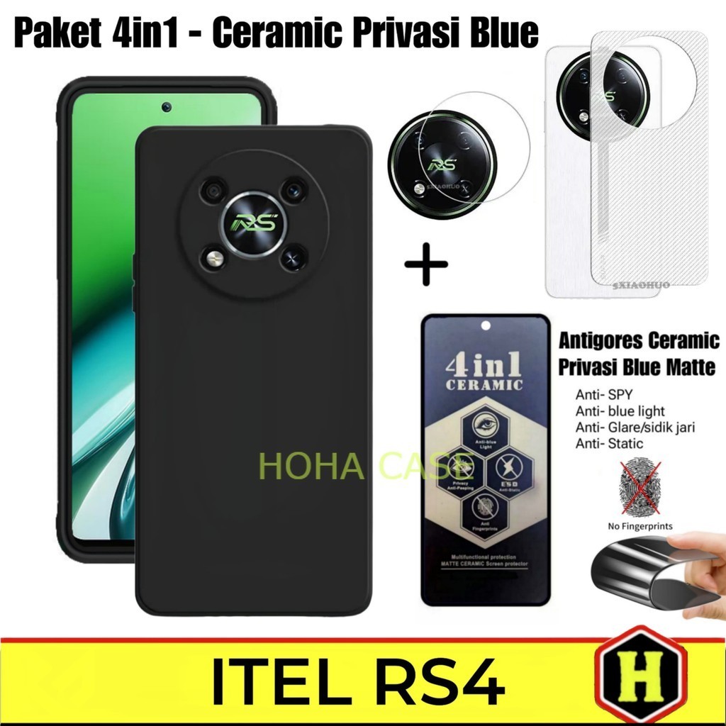 Jual Paket 4in1 Case Black Matte ITEL RS4 Free Anti Gores Layar ...