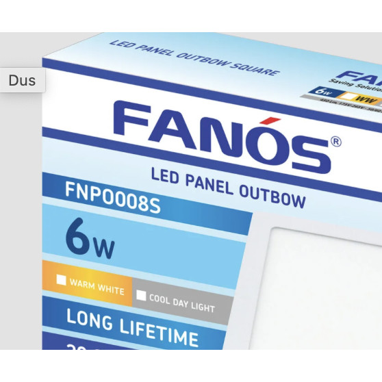 Jual Fanos Panel Outbow Square Cool Day Light 6w 12w 18w | Shopee Indonesia