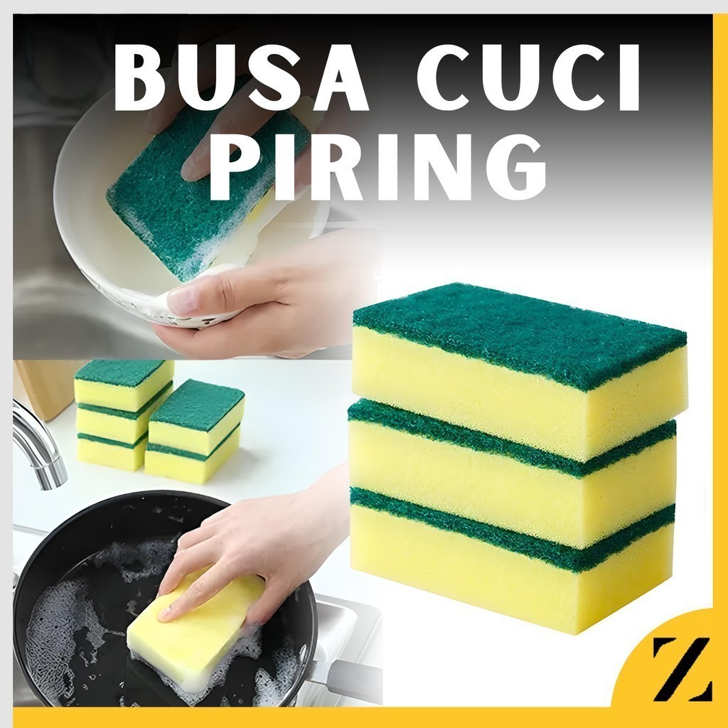 Jual SCP Spons Cuci Piring Dua Sisi Kuning dan Hijau Busa Spon Cuci ...