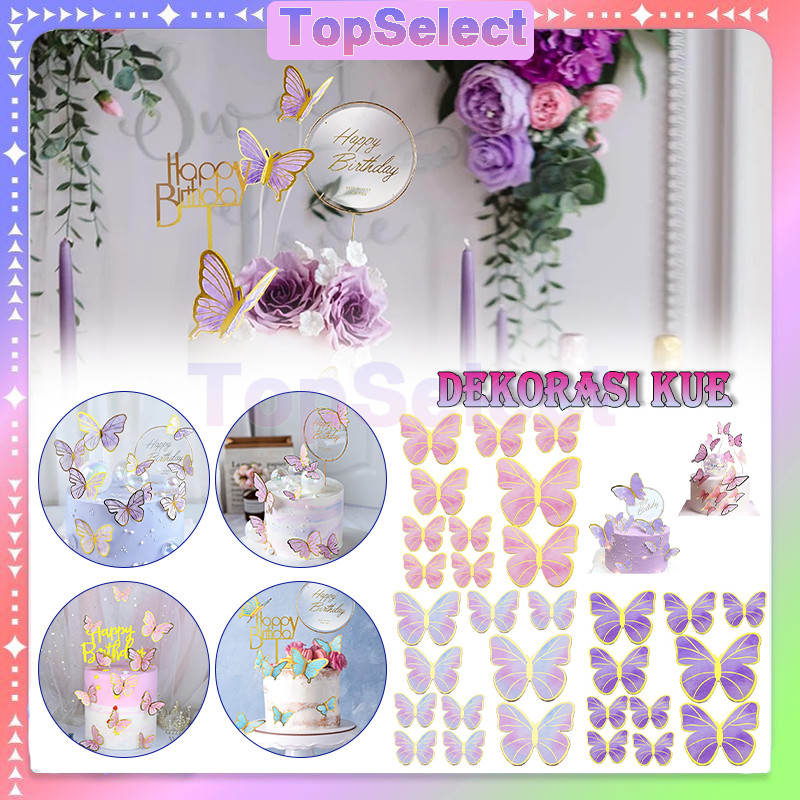 Jual 10PCS/SET Potongan Kupu-kupu Puncak Kue /Toppers Korea Kue Kado ...