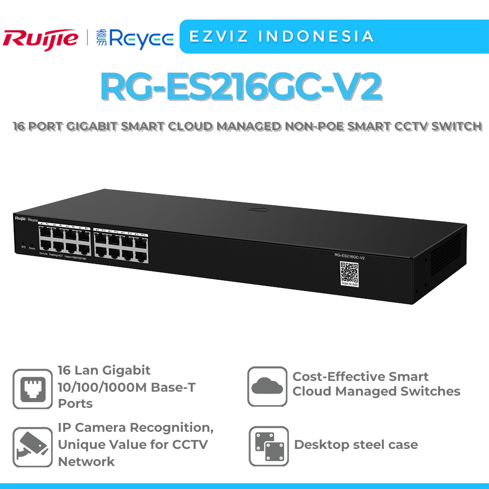 Jual RUIJIE REYEE RG-ES216GC-V2 16 PORT GIGABIT SMART CLOUD MANAGED NON-POE SMART CCTV SWITCH ...