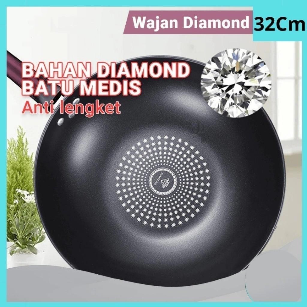 Jual Wajan Anti Lengket Diamond Ukuran 32 CM Gagang Anti Panas | Shopee ...