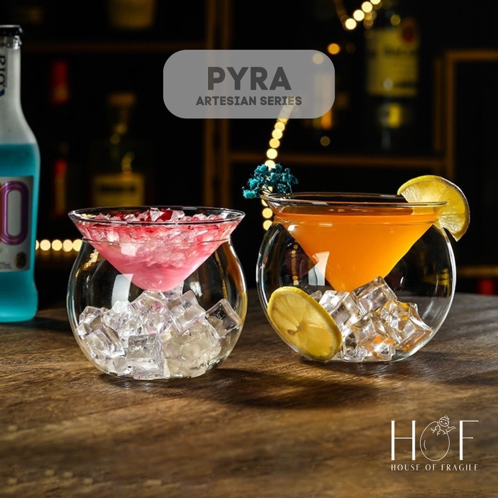 Jual HOF PYRA Gelas Mocktail Kaca Artesian Glass Bar Estetik