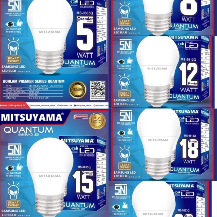 Jual Lampu LED Mitsuyama Quantum 5 8 12 15 18 23 Watt Bohlam Putih Terang Murah Berkualitas ...