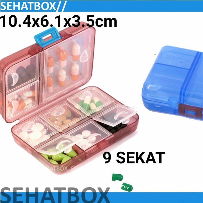 Jual KOTAK OBAT 9 SEKAT FOLD VITAMIN TRAVEL PILL BOX TEMPAT OBAT LIPAT ...