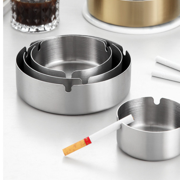 Jual Asbak Rokok Stainless Bulat / Tempat Rokok Ashtray Silver Anti ...
