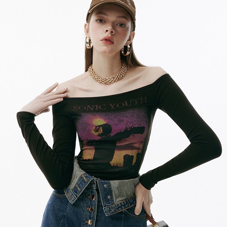 Jual Pendek Top Unik Chic Spice Girl Niche Vintage Sunset Cetak Slim ...