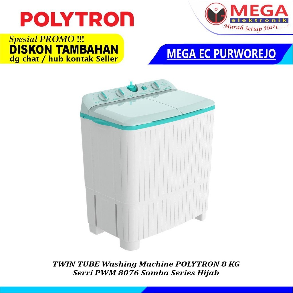 Jual MESIN CUCI POLYTRON PWM 8076 2 TABUNG 8KG NEW SERIES | Shopee ...