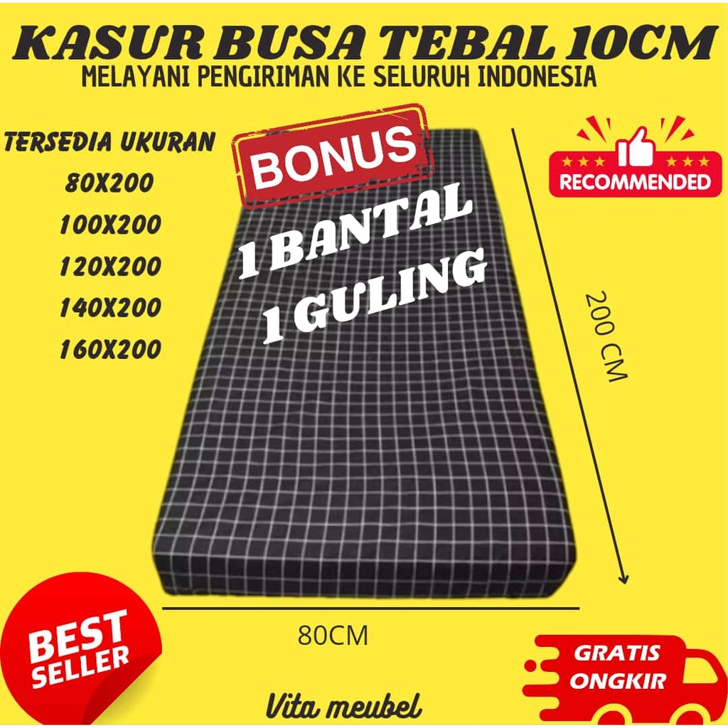 Jual TEBAL 10CM Kasur Busa Spon Kuning Lembaran FREE BANTAL Single ...