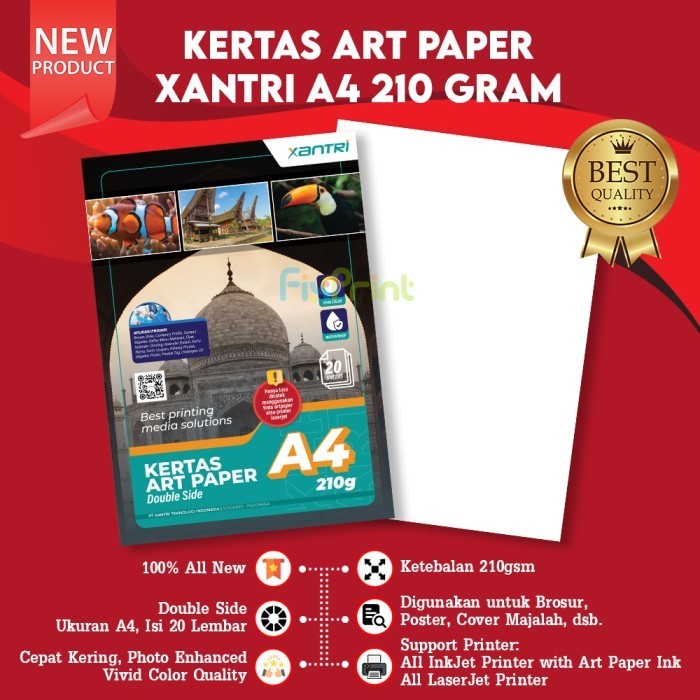 Jual Photo Paper 210gsm 20Sheets Kertas Art Paper A4 210gsm 20 lembar ...