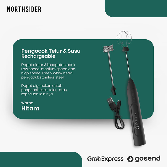 Jual Roux Milk frother 3 whisk rechargeable egg mixer pengocok telur ...