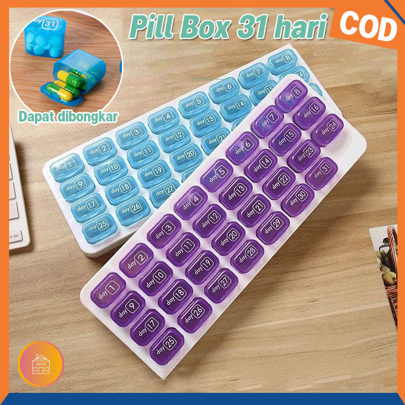 Jual Kotak Penyimpanan Obat Dengan Pill Box 31 hari Daily Medicine Box ...