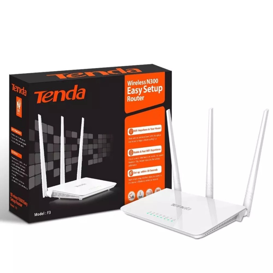 Jual Tenda F3 Router Wireless WiFi 3 Antena 300Mbps Support Repeater ...
