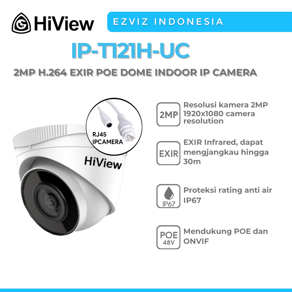 Jual HIVIEW IP-T121H-UC 2MP H.264 EXIR POE DOME INDOOR IP CAMERA | Shopee Indonesia