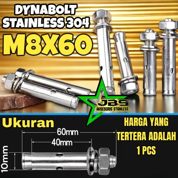 Jual SA99 DYNABOLT SS 304 M8x60 STAINLESS - DINABOLT - ANCHOR BOLT ...