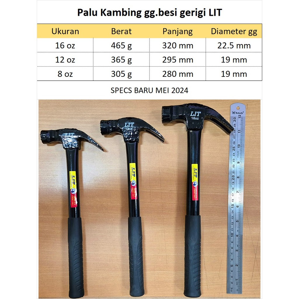 Jual Palu Kambing Hitam Hammer Martil Gagang Besi 8 Oz -12 Oz - 16 Oz ...