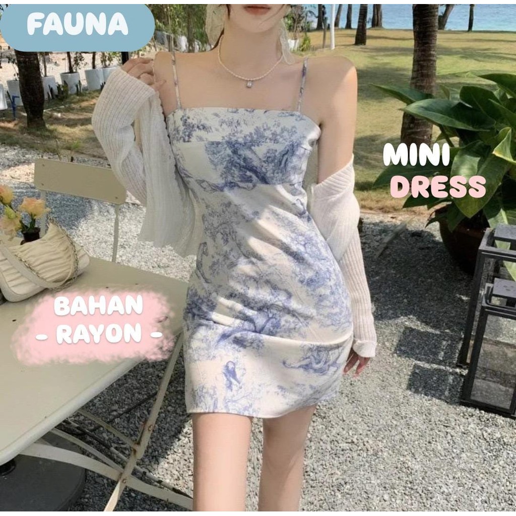 Jual LEONNA - FAUNA MINI DRESS RAYON WANITA KOREAN STYLE KEKINIAN | Shopee Indonesia