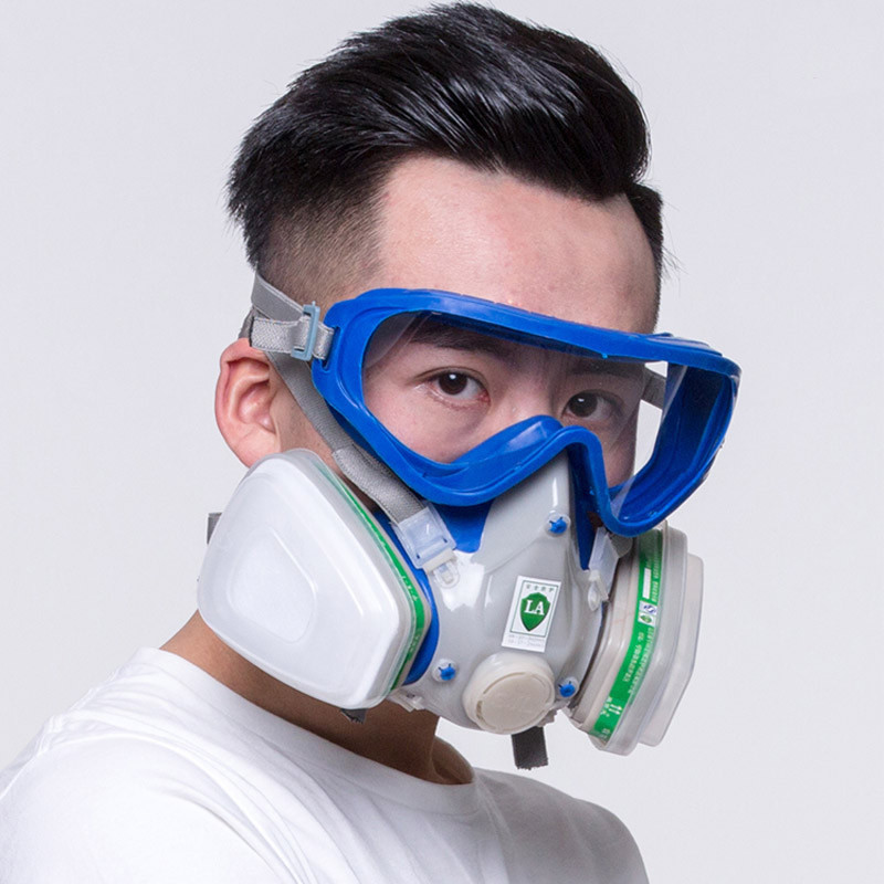 Jual Full Set Gas Chemical Respirator Face Shield Mask Dual Filters ...