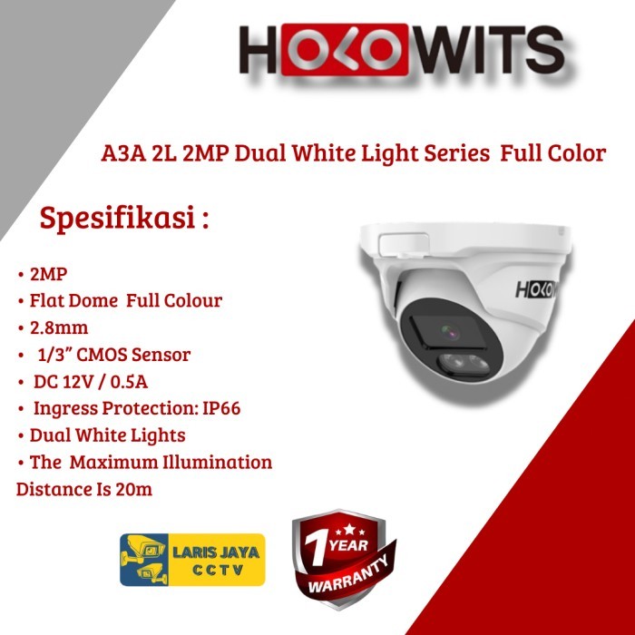 Jual Camera CCTV Analog 2MP Holowits By Huawei Full Colour A3A-2L Dome ...