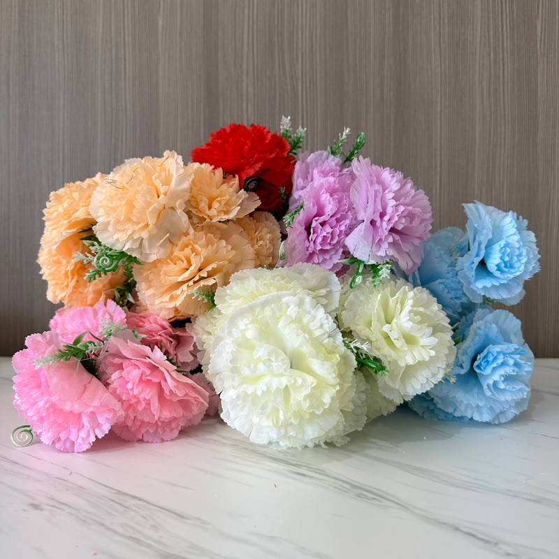 Jual Bunga Carnation Artificial 1 Tangkai 5 Cabang Premium Mekar Bunga ...