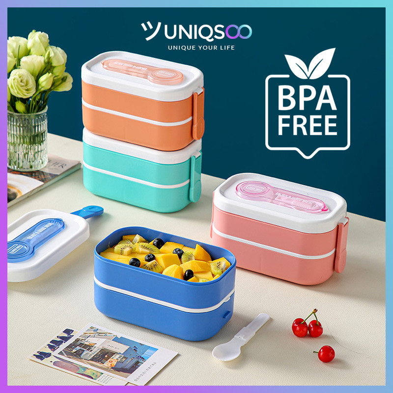 Jual UNIQSOO Lunch Box Kotak Bekal Anti Tumpah 2 Tingkat 3 Sekat 1400ml / 800ml BPA FREE Kotak ...
