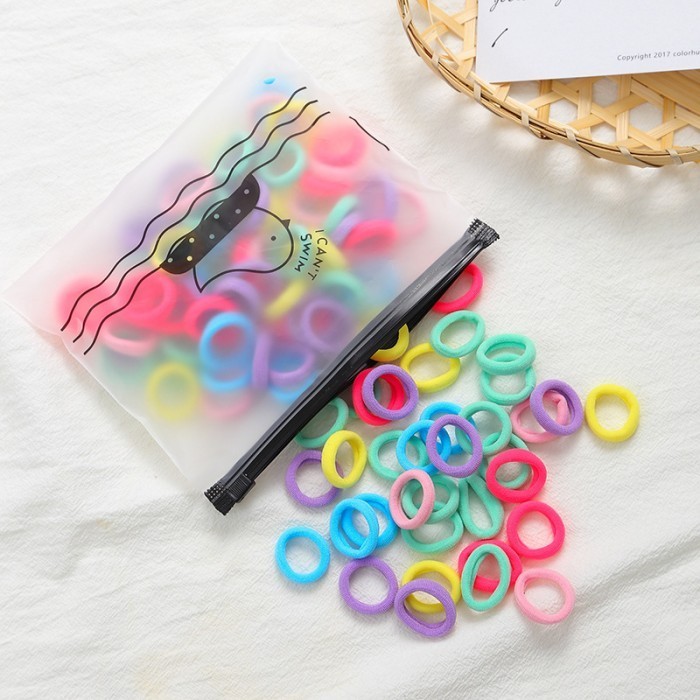 Jual 50 PCS IKAT RAMBUT DONAT FREE POUCH / Karet ikat Rambut Elastis ...