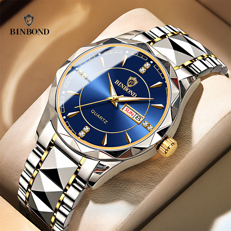 Jual COD!!! BINBOND Jam Tangan Kuarsa Pria Baja Tahan Karat 30M Tahan Air dengan Kalender, Harga ...