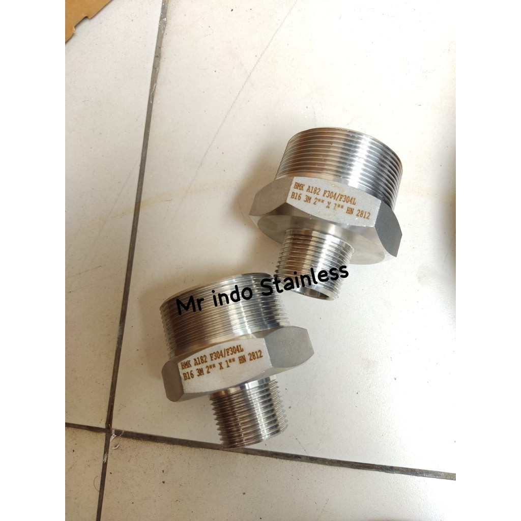 Jual Double Naple Reducer Class 3000 Stainless SS 304 Drat NPT 2 X 1 ...