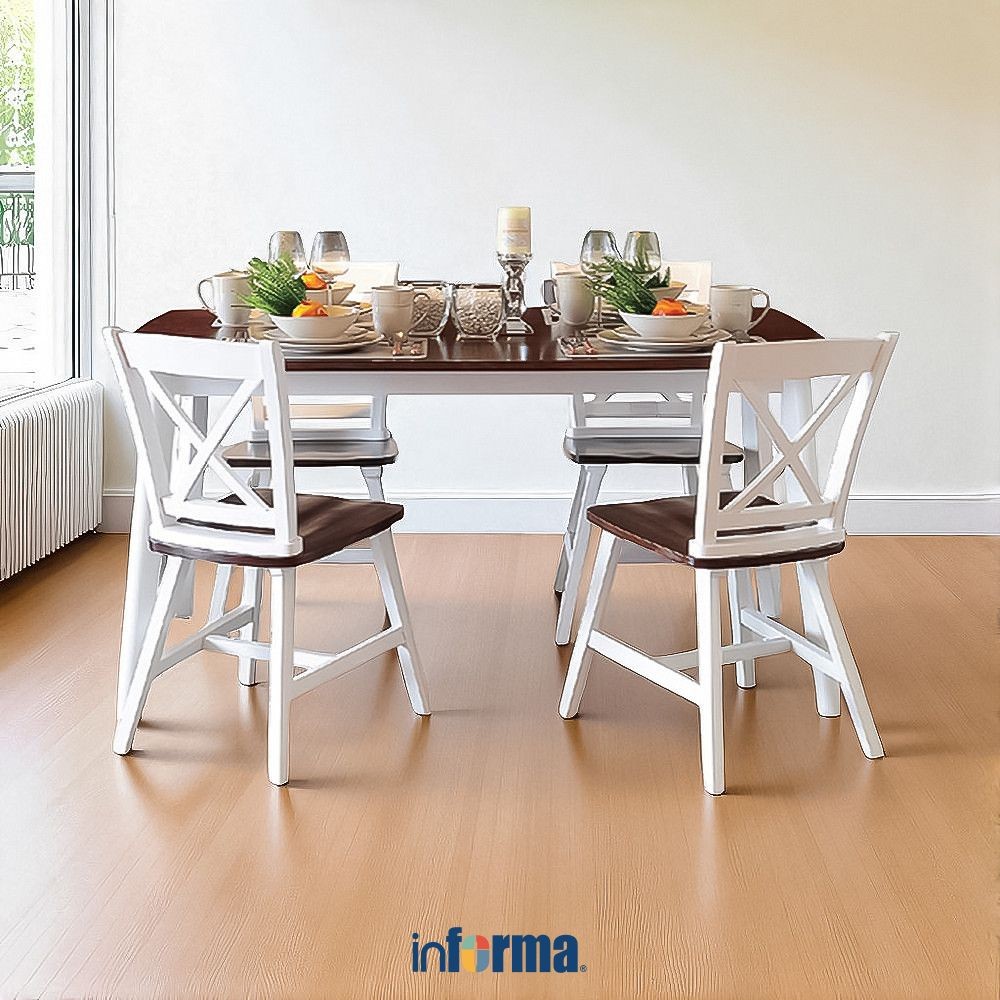 Jual Informa Yelets Set Meja Makan 4 Kursi - Putih/Cokelat Dining Table ...