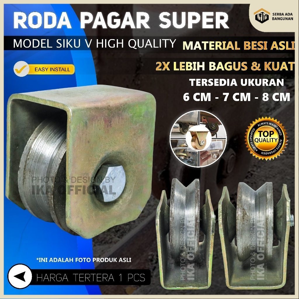 Jual SAB Roda Tipe V Siku / Roda pagar besi as 6cm 7cm 8 cm roda pintu ...