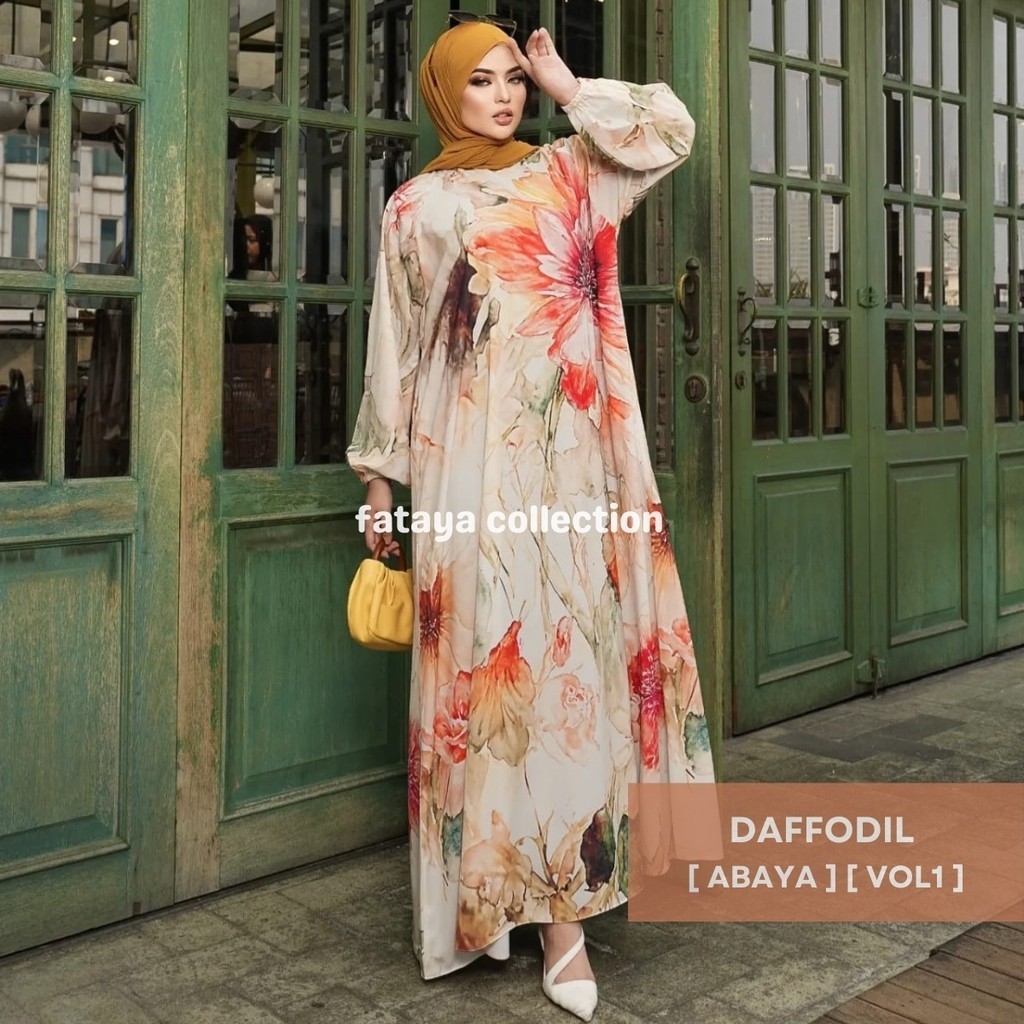 Jual Fataya Collection DAFFODIL Abaya Exclusive Bunga - Kain Silk Doff ...