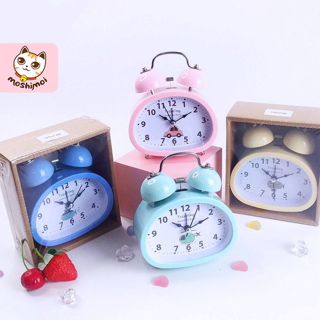 Jual Jam Alarm Klasik / Jam Meja Weker Klasik / Jam Estetik Oval Datar ...