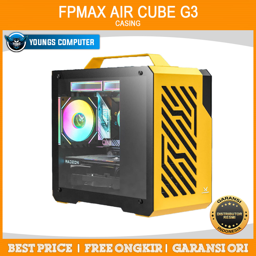 Jual CASE FPMAX Air Cube G3 Yellow Metal + Handle + 1 Fan ARGB mATX ITX ...