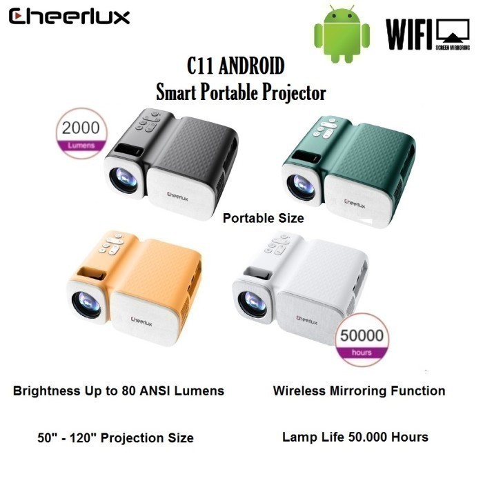 Jual Proyektor CHEERLUX C11 ANDROID HD Smart Projector 80 ANSI Lumens ...
