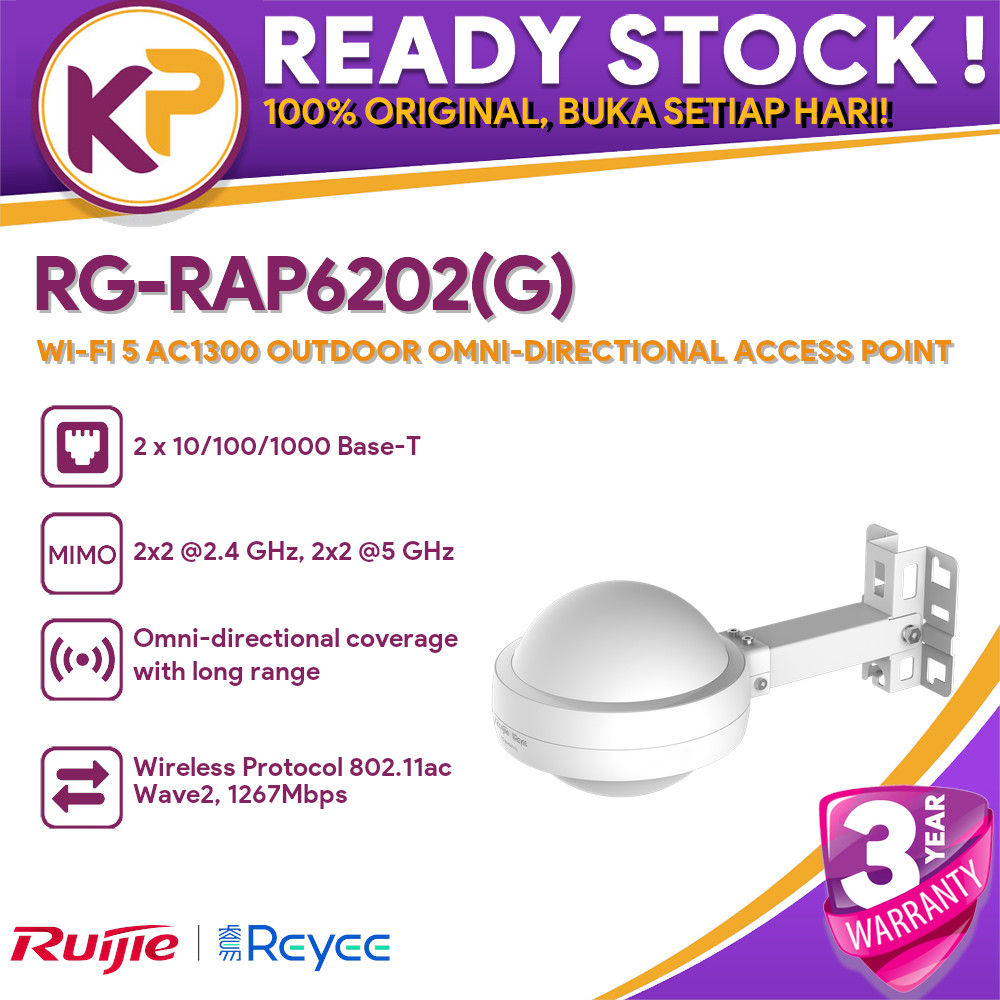 Jual RUIJIE REYEE RG-RAP6202(G) WI-FI 5 AC1300 OUTDOOR OMNI-DIRECTIONAL ...